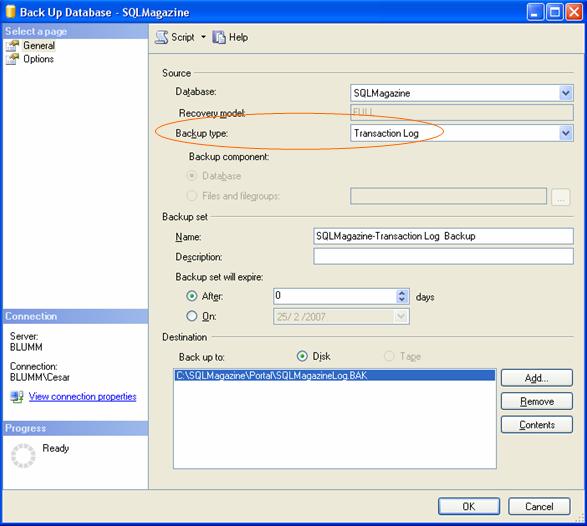 Restore do log no SQL Server 2005 - DevMedia