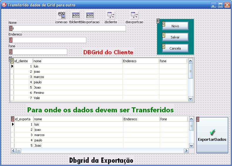 Transferencia de dados de um DBGrid para outro DBGrid usando BD Acess ...