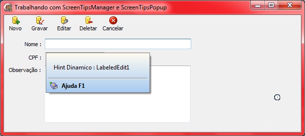 Quick Tips : ScreenTipsManager e ScreenTipsPopup do Delphi Parte II - DevMedia