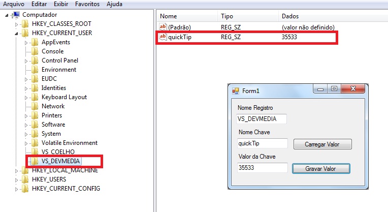 Quick Tips: Gravando e lendo registro do Windows em WindowsForms - DevMedia