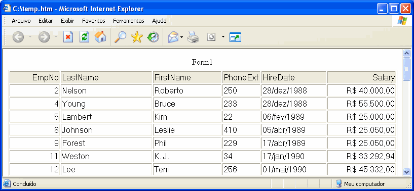 Dicas - Converter DBGrid em HTML - DevMedia