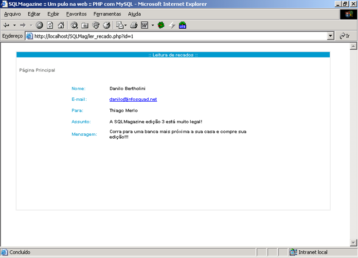 Artigo SQL Magazine 04 - MySQL com PHP - DevMedia