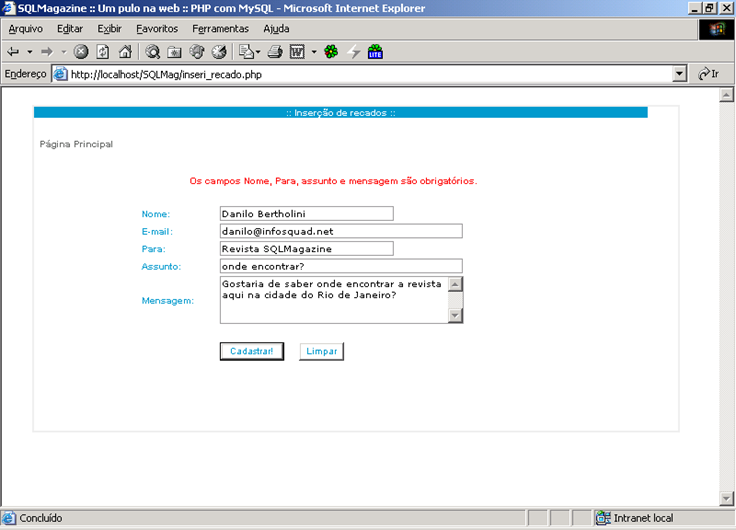 Artigo SQL Magazine 04 - MySQL com PHP - DevMedia