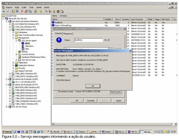 Auditoria usando Alertas no SQL Server 2000 - DevMedia