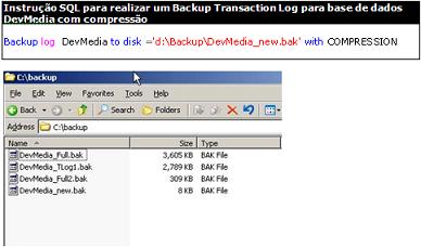Compactação de Dados em Backups no SQL Server 2008 - DevMedia