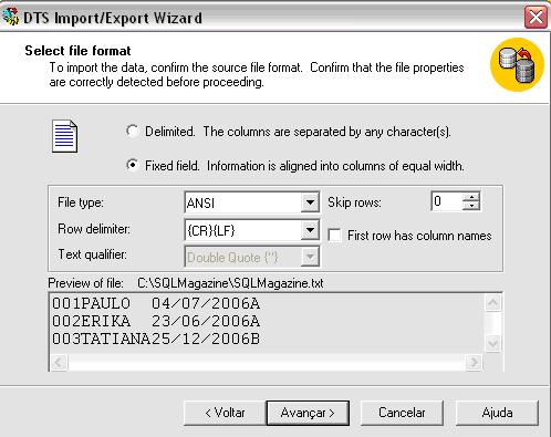 Importando arquivos texto para o SQL Server 2000 - DevMedia