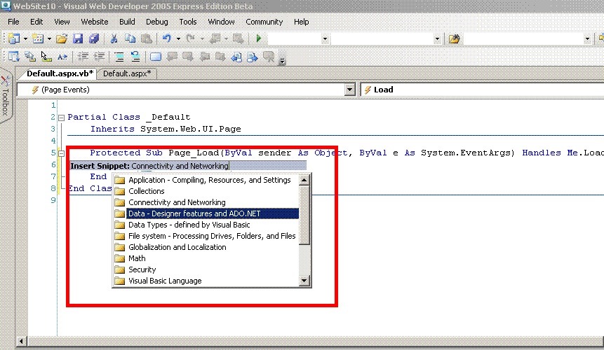 Utilizando Snippets no Visual Web Developer 2005 Express Edition - DevMedia