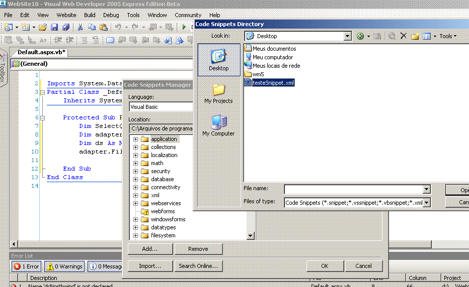 Utilizando Snippets no Visual Web Developer 2005 Express Edition - DevMedia