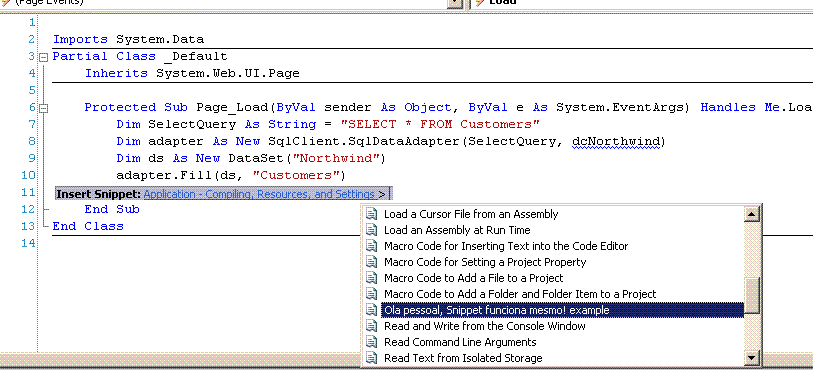 Utilizando Snippets no Visual Web Developer 2005 Express Edition - DevMedia